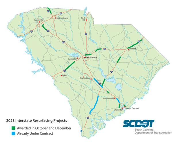 SCDOT begins resurfacing work on 90 miles of interstate highways