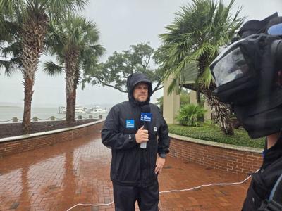 Weather Channel's Justin Michaels covers Debby from Beaufort