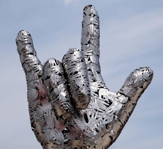 "I Love You" in Myrtle Beach made of hand prints of children