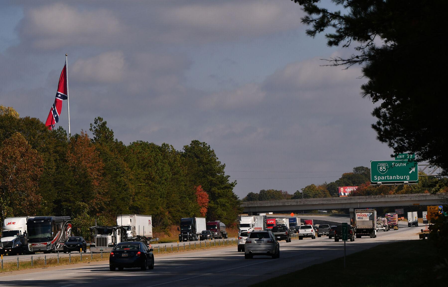 Massive Confederate flag raised over I-85 violates Spartanburg County ...