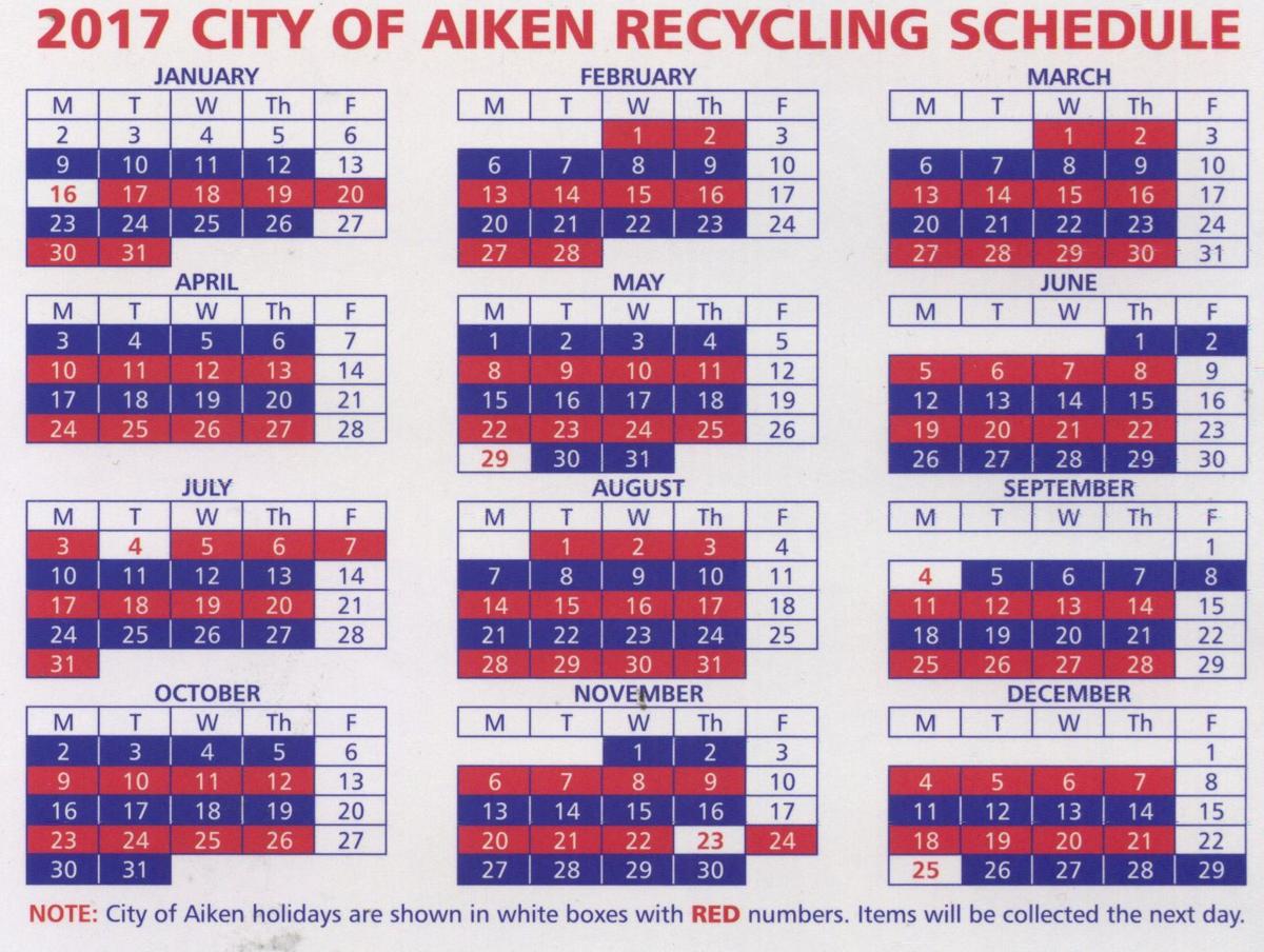 Aiken City recycling pickup schedule to change Monday | News ...