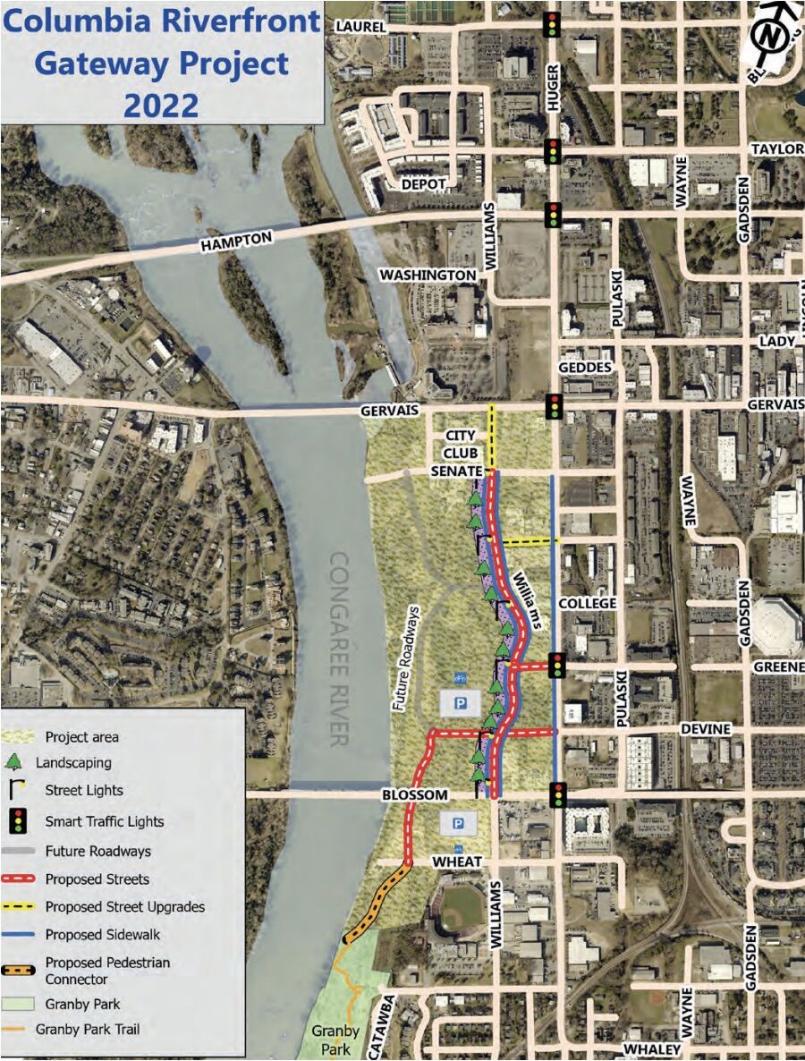 What is the timeline for Columbia SC’s riverfront park?