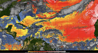 Humongous blob of Saharan dust on way to the South