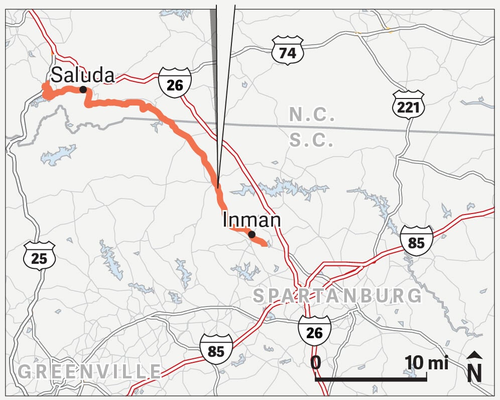 Abandoned rail line marked for 31-mile trail connecting SC, NC