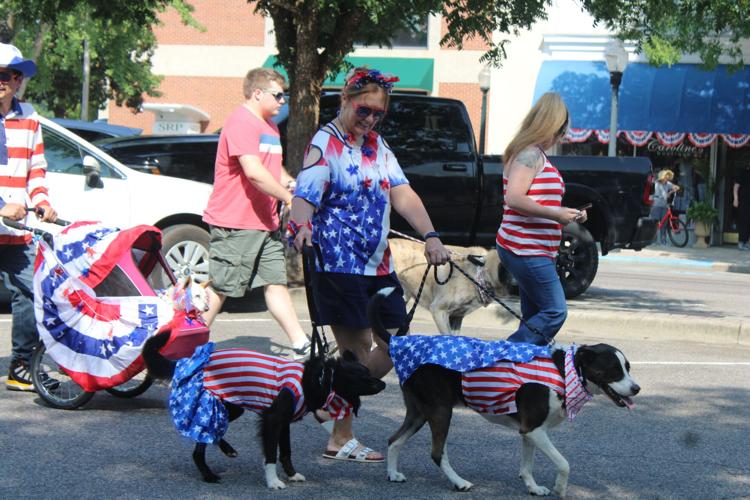 Patriotic dogs stroll downtown Aiken for parade
