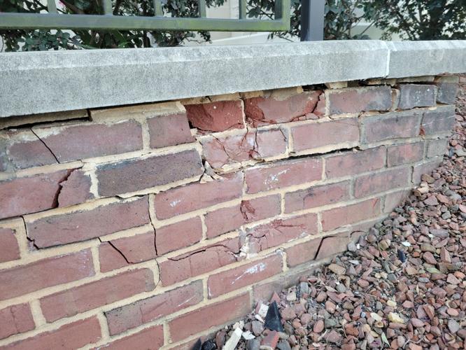 Collision damages retaining wall at N.A. Municipal Building | North ...