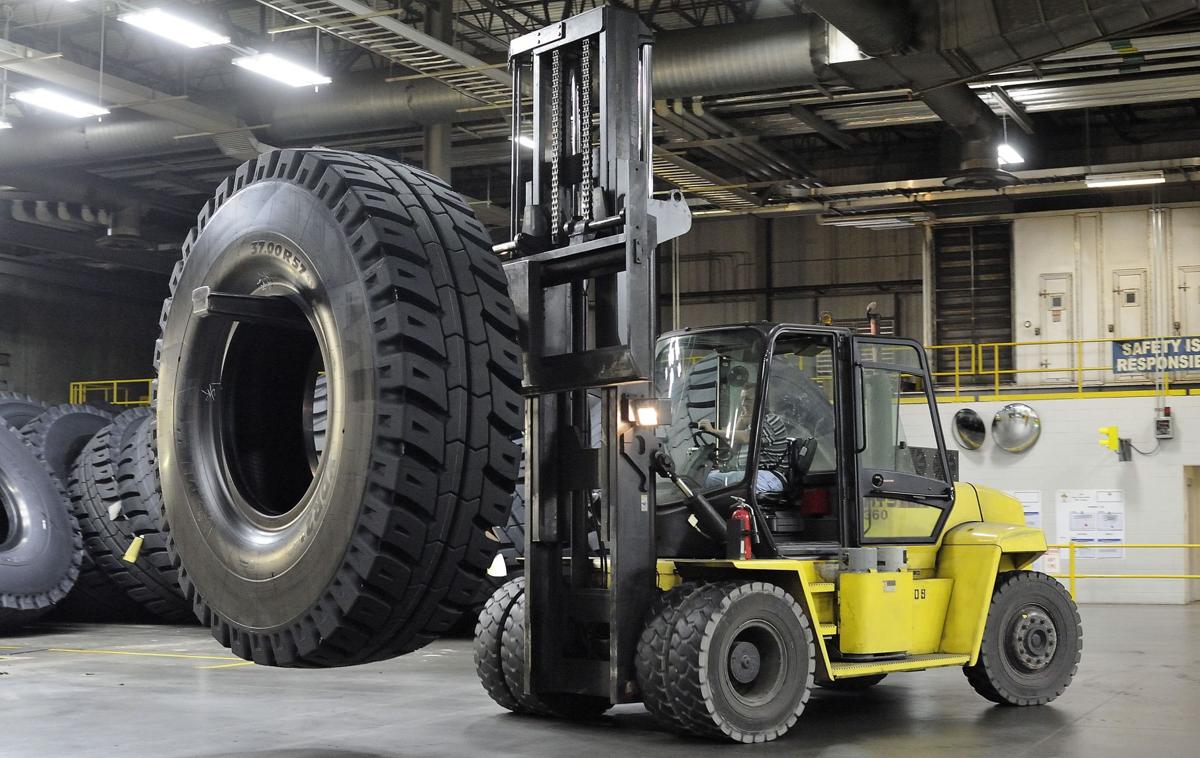 Oversized tires turn toward port