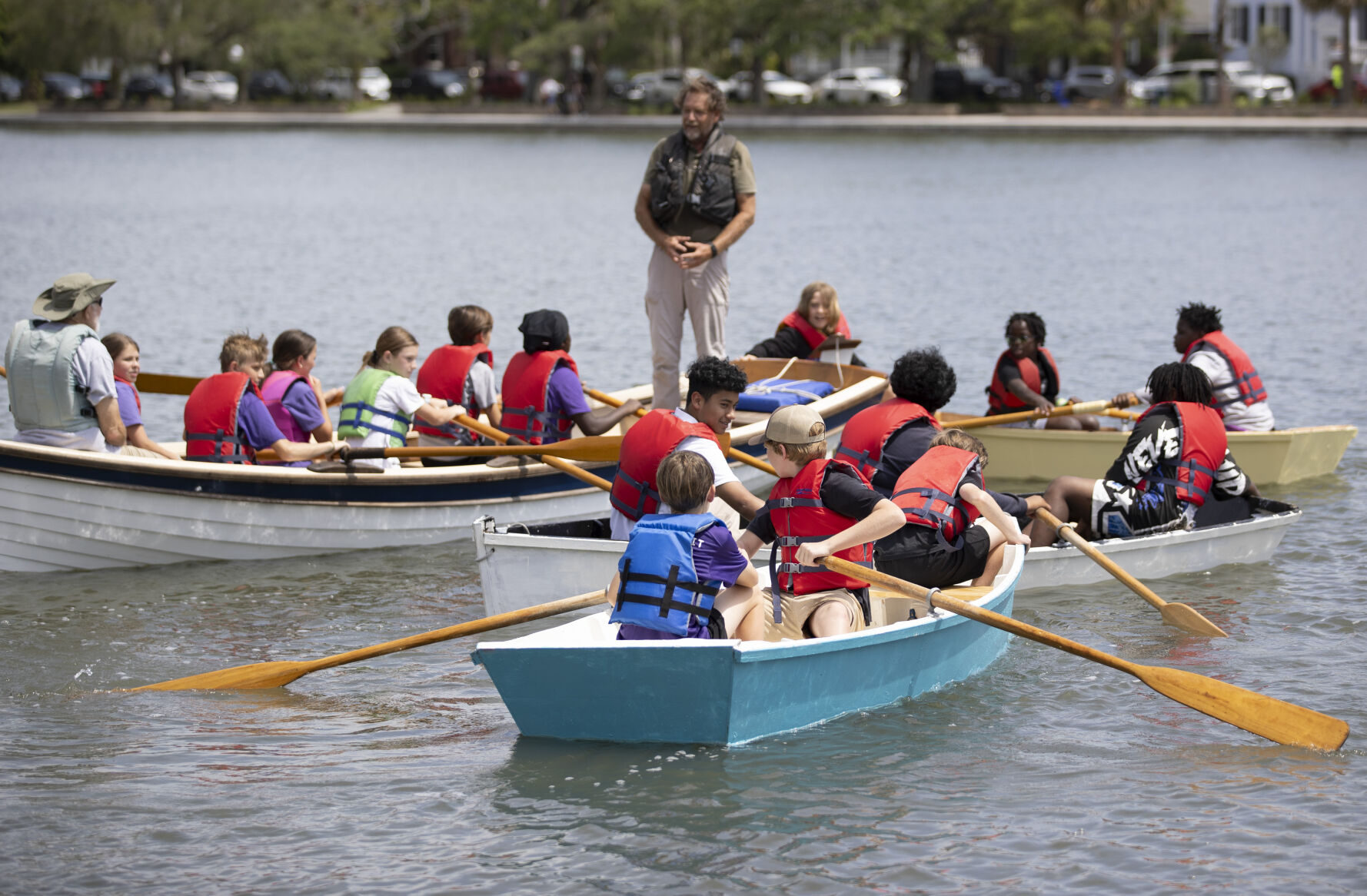 Charleston students build boats, launch in Colonial Lake