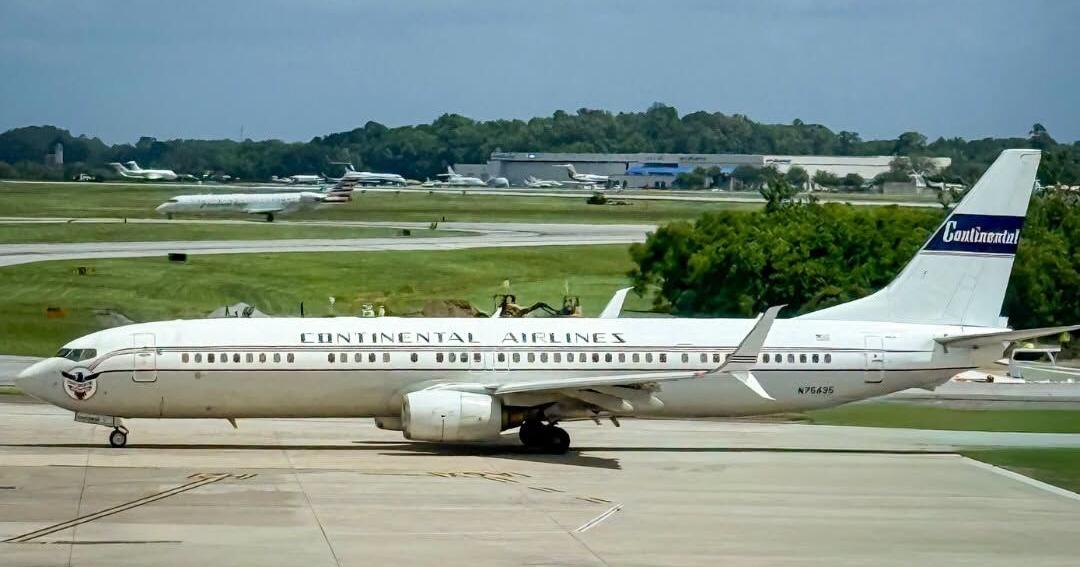 A throwback jet touches down at Charleston International
