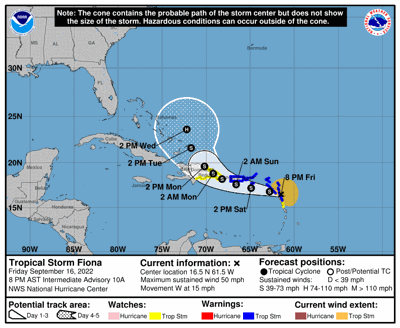 Tropical Storm Fiona begins drenching Caribbean Islands