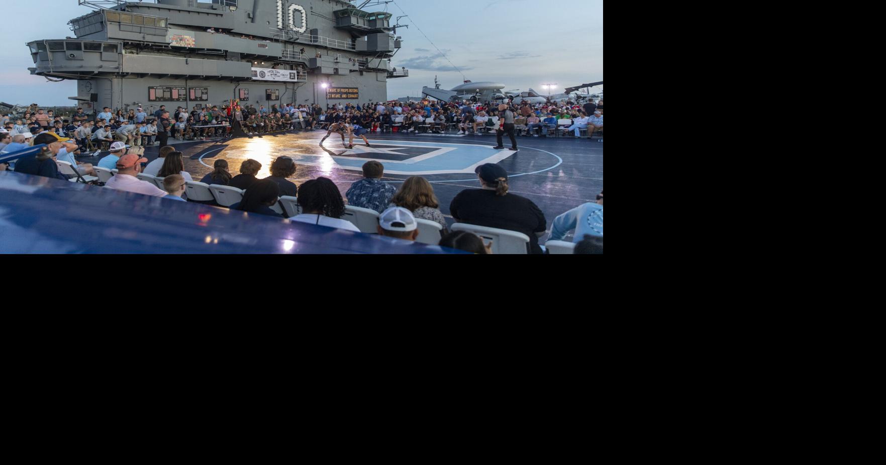 Citadel wrestling team competes on historic WWII naval ship