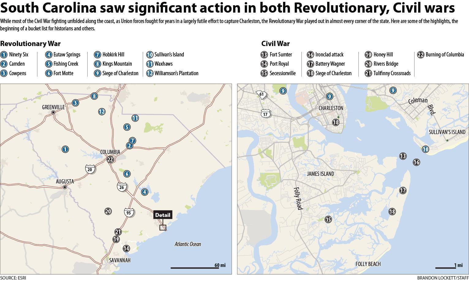 22 SC sites where the fighting was fiercest in the Revolutionary and ...