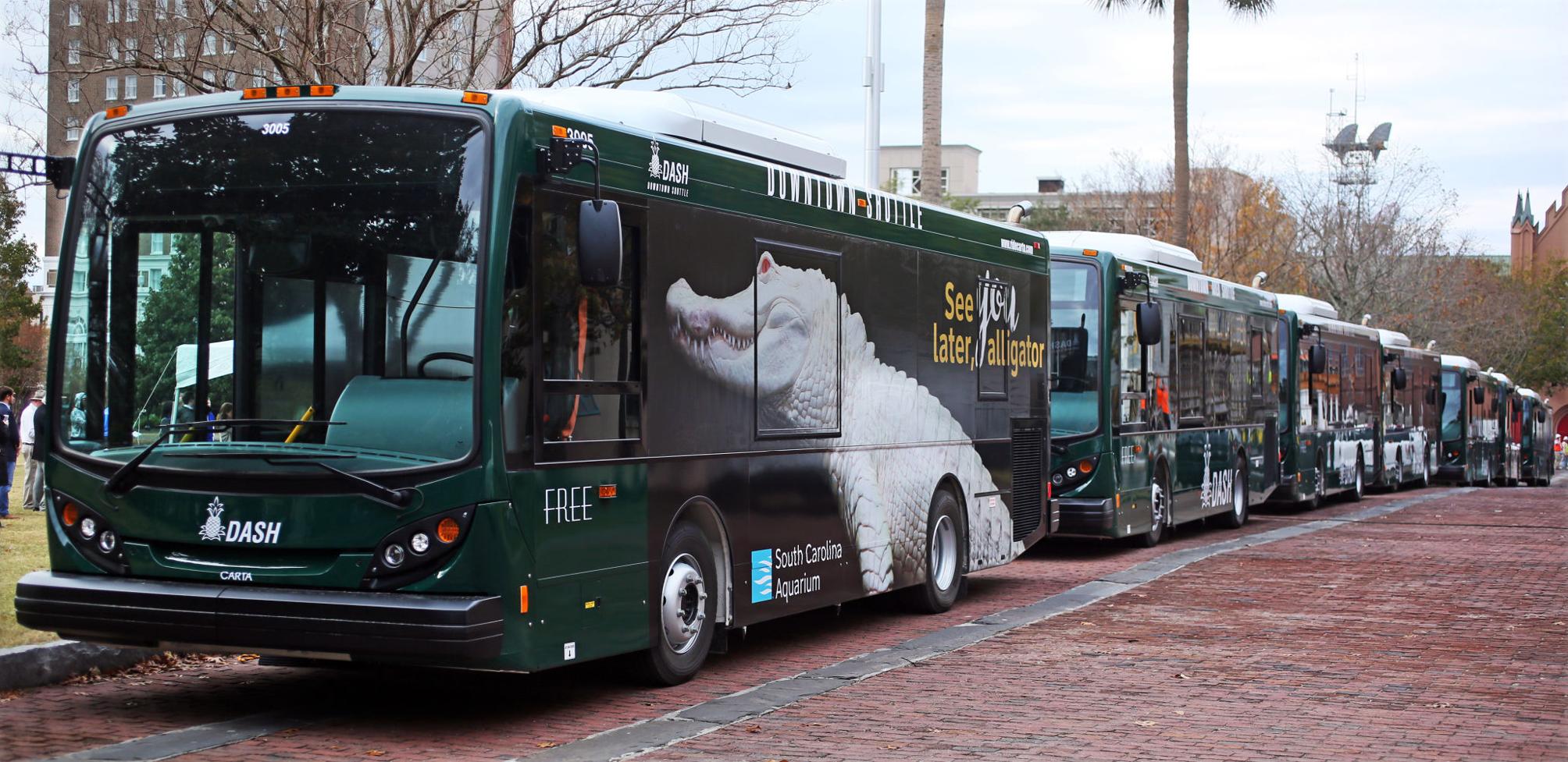 In downtown Charleston: out with the trolley, in with the shuttle ...