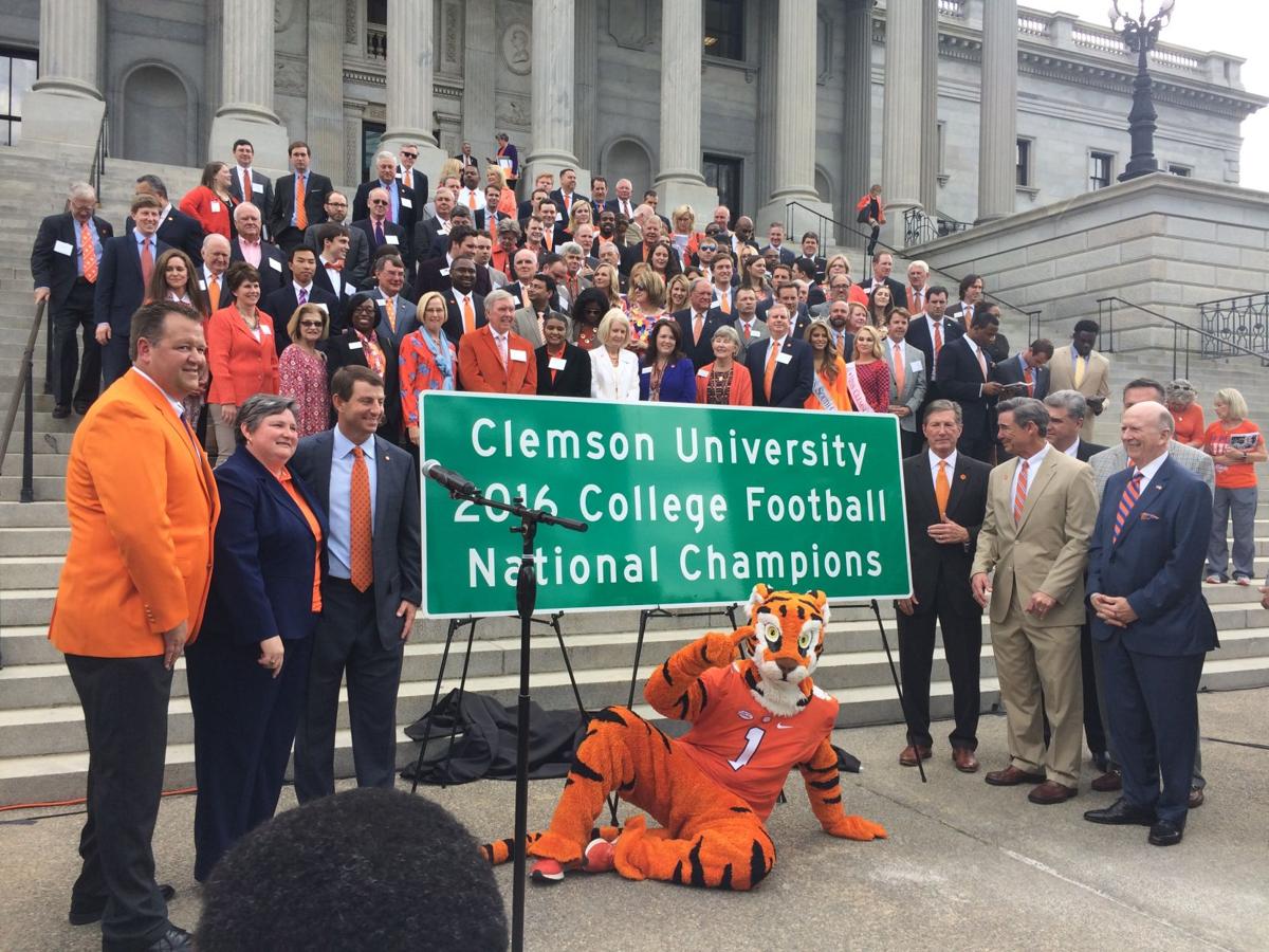 One of Clemson's national championship highway signs missing