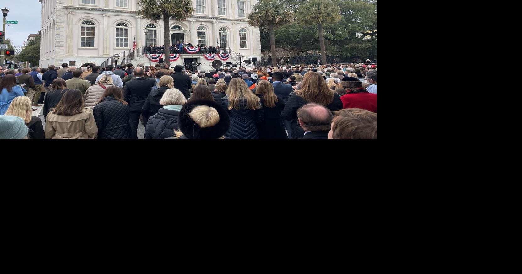 Charleston Mayor William Cogswell sworn with Biden nearby