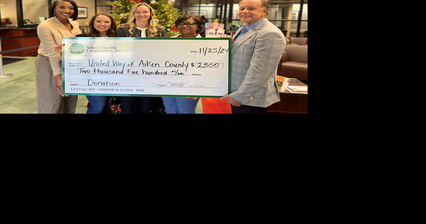 Aiken Electric makes donation to United Way of Aiken County