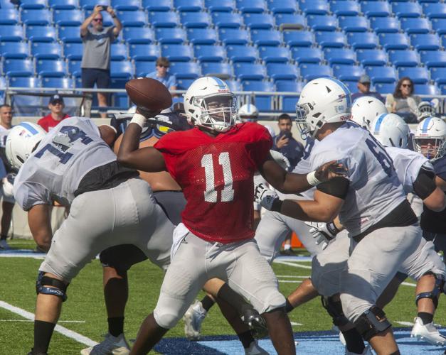 Citadel coach Brent Thompson has picked a starting QB, but he's not telling