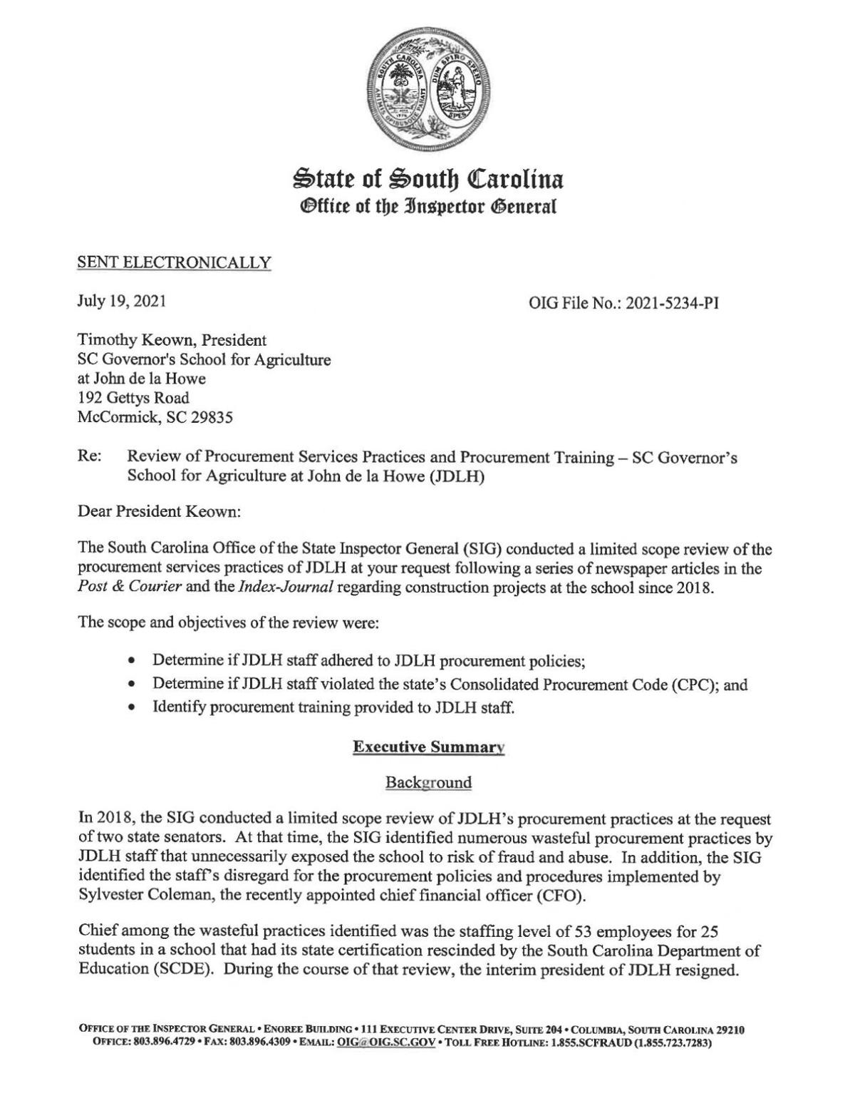 SC inspector general says new governor's school violated laws designed ...