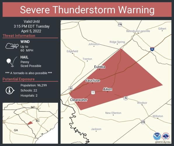 Tornado warnings, severe thunderstorm warning in effect for Aiken County