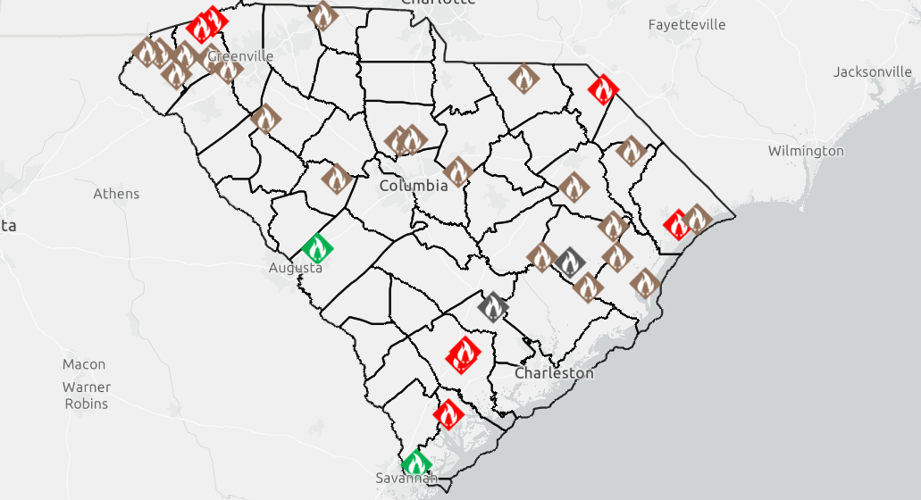 Wildfire potential similar in Midlands to burned areas