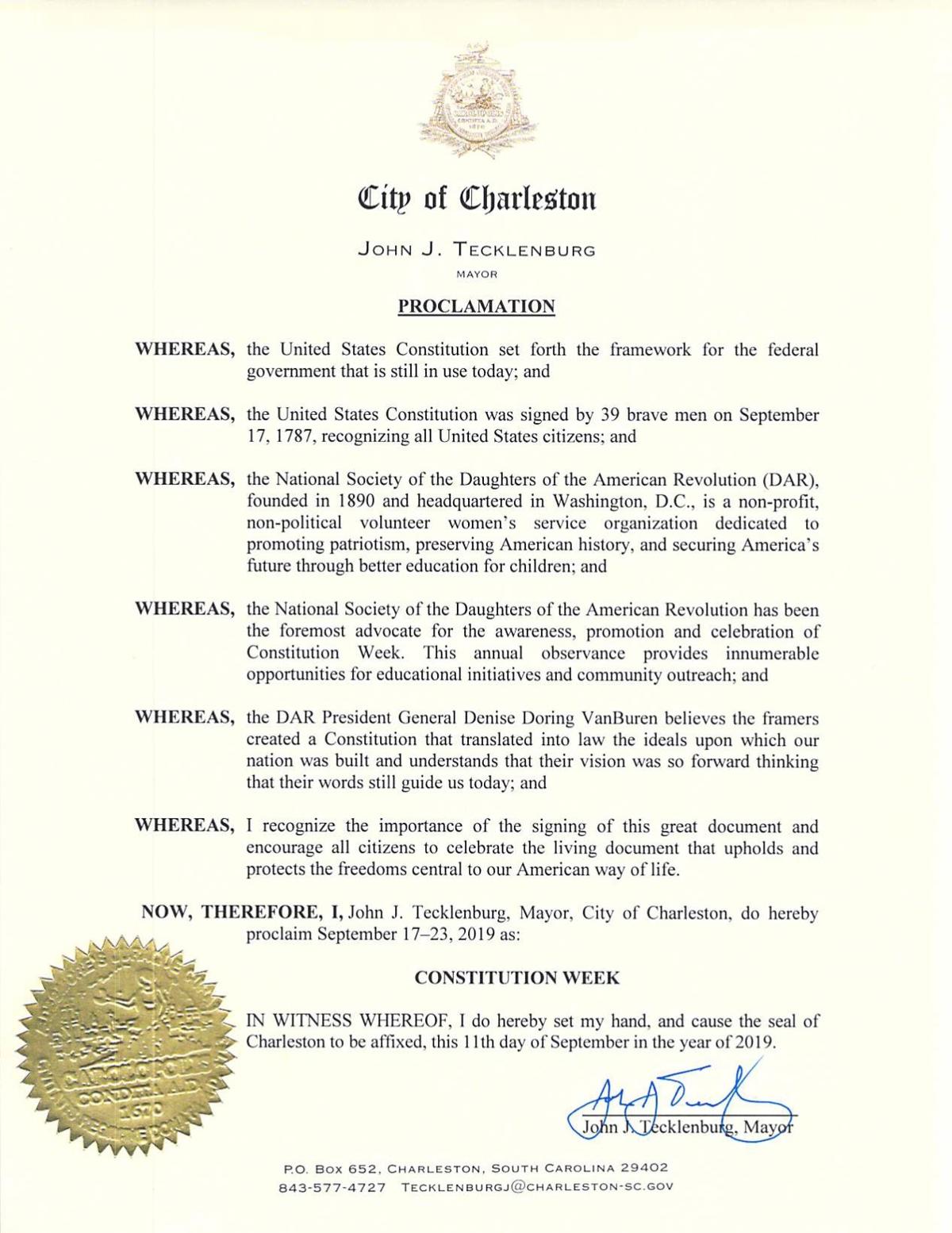 Fort Sullivan Chapter DAR celebrates Constitution Day | Community News ...