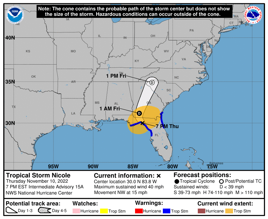 SC coast feels effects of Tropical Storm Nicole after landfall in Florida