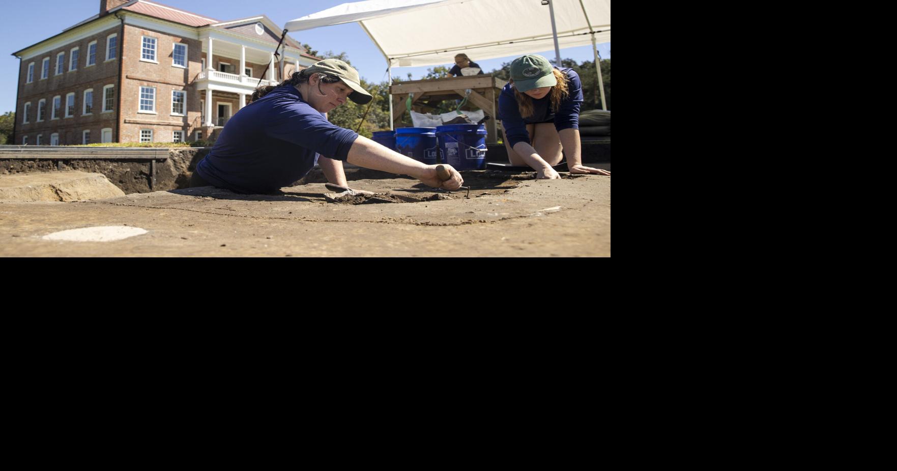 Drayton Hall excavating old well, replacing plaster ceiling