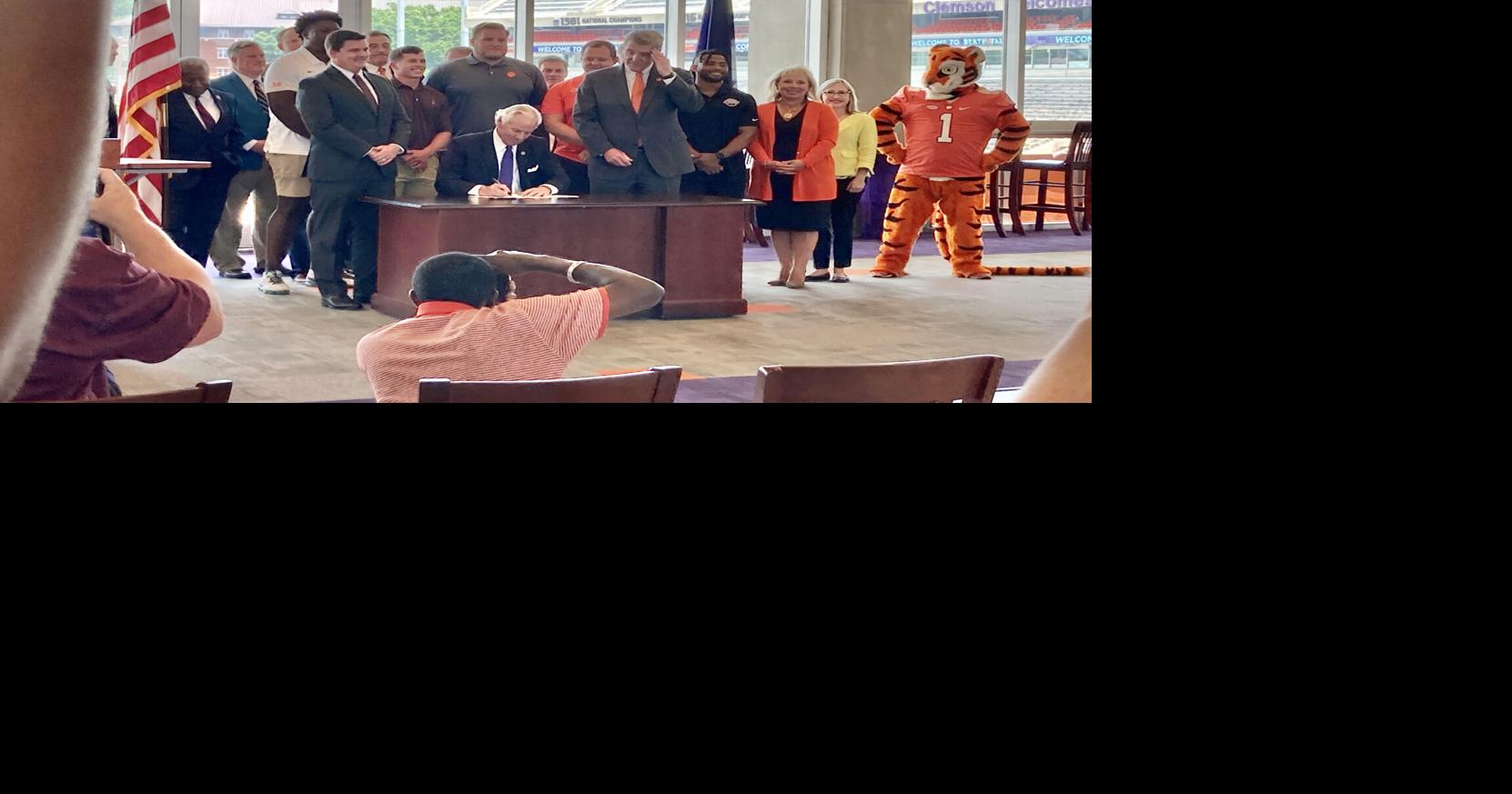 Clemson hosts Gov. McMaster's ceremonial signing of NIL bill