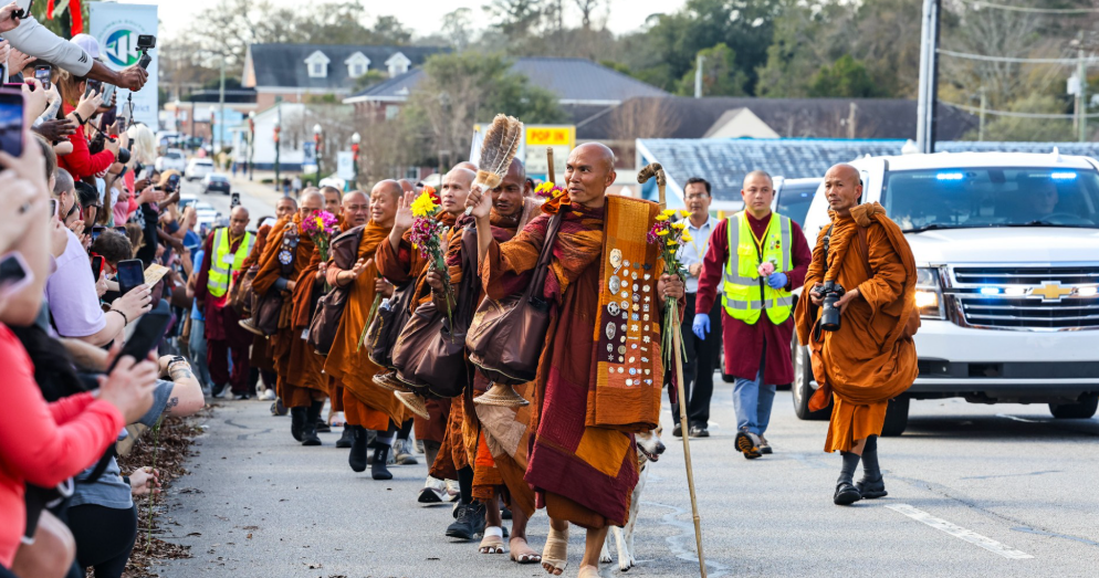 Monks on Walk for Peace draw thousands in Columbia, SC