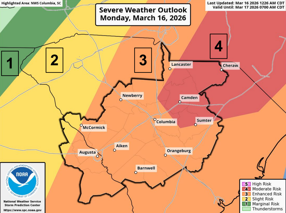 SC to experience ‘severe storm’ with strong, tornado winds