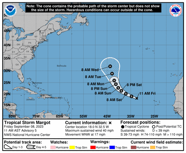 Hurricane Lee now a Category 4 storm, Tropical Storm Margot expected to ...