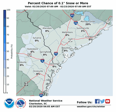 Snow's possible in SC this week, chance expected north of Charleston ...