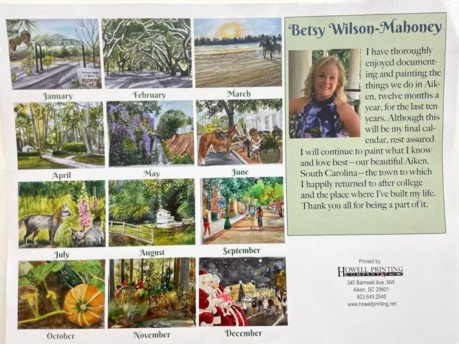 Aiken artist Betsy Wilson-Mahoney to release final calendar