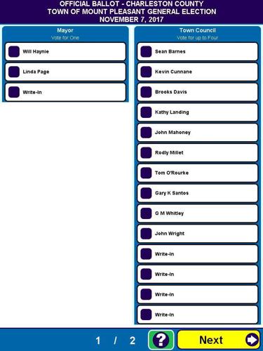 Mount Pleasant Election Ballot | News | postandcourier.com