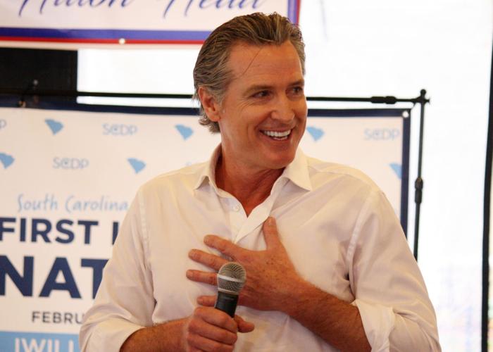 Gov. Gavin Newsom campaigns for Biden in South Carolina