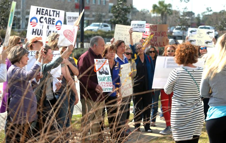 Protest outside Sen. Graham's office