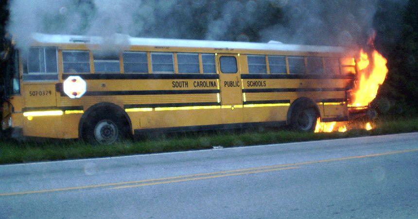 yellow bus fire