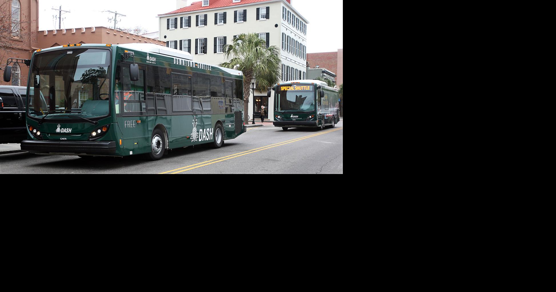 In downtown Charleston: out with the trolley, in with the shuttle ...