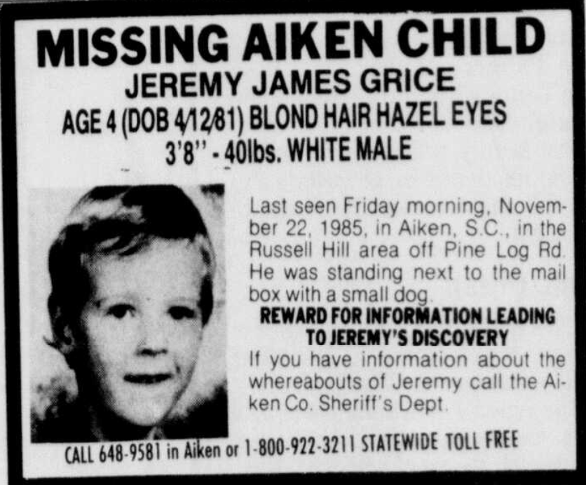 35 years later: Jeremy Grice missing child case remains unsolved ...