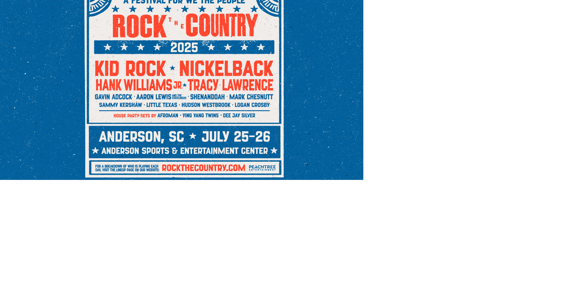 Kid Rock, Nickelback coming to Anderson for Rock The Country