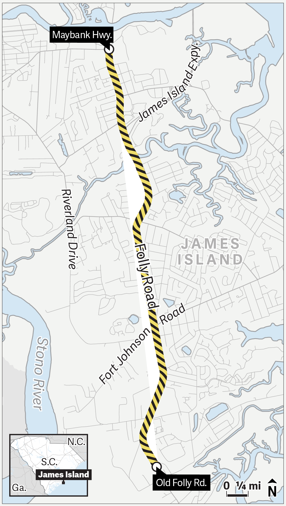 James Island opposes raised medians for Folly Road project