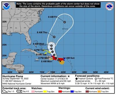 Fiona upgraded to hurricane, still not expected to hit US mainland