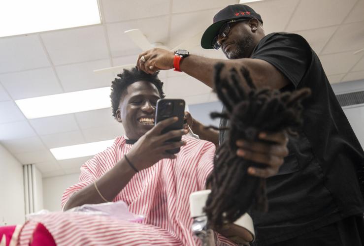 The Citadel football players donate hair to cancer patients