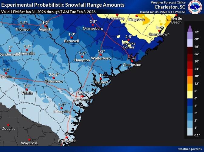 Snow blankets South Carolina as it moves into Charleston