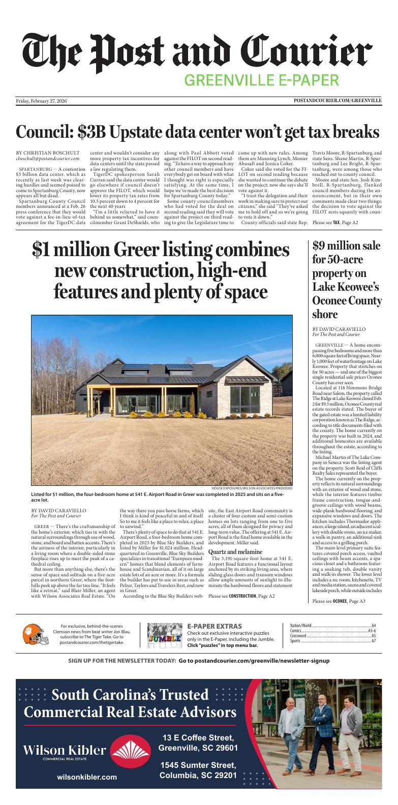Page A1 | The Post and Courier Greenville E-Paper