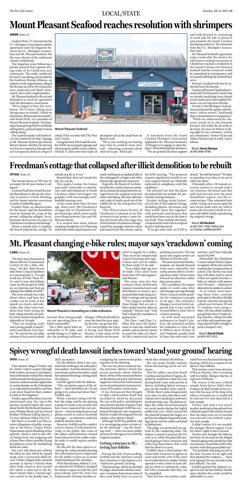 Page A9 | E‑Paper – The Post and Courier | Full Digital SC’s Top Newspaper