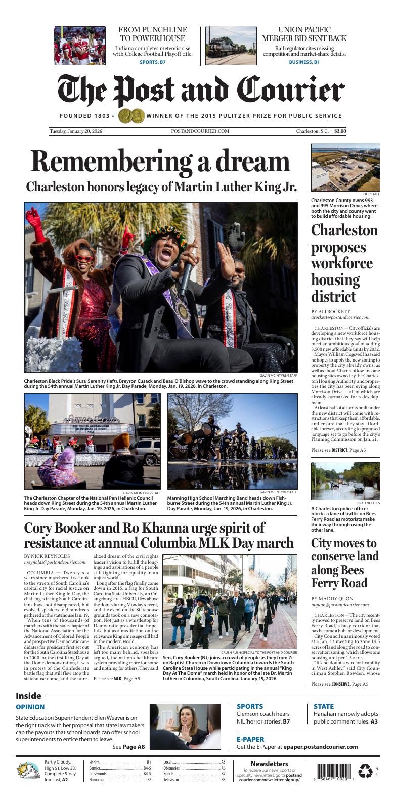 Page A1 | E‑Paper – The Post and Courier | Full Digital SC’s Top Newspaper