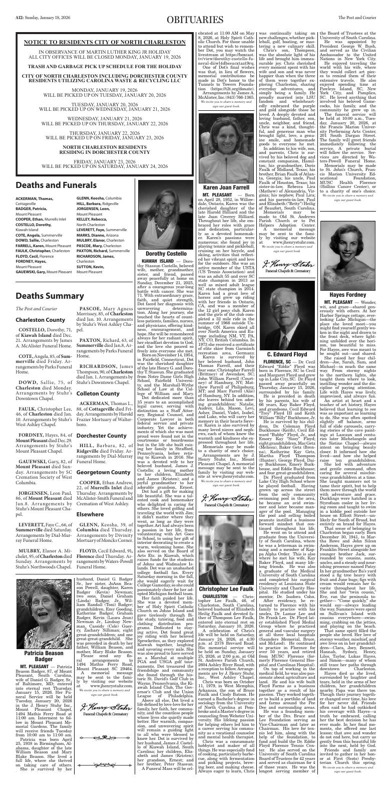 Page A12 | E‑Paper – The Post and Courier | Full Digital SC’s Top Newspaper