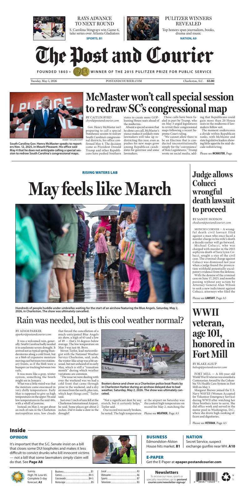 Page A1 | E‑Paper – The Post and Courier | Full Digital SC’s Top Newspaper