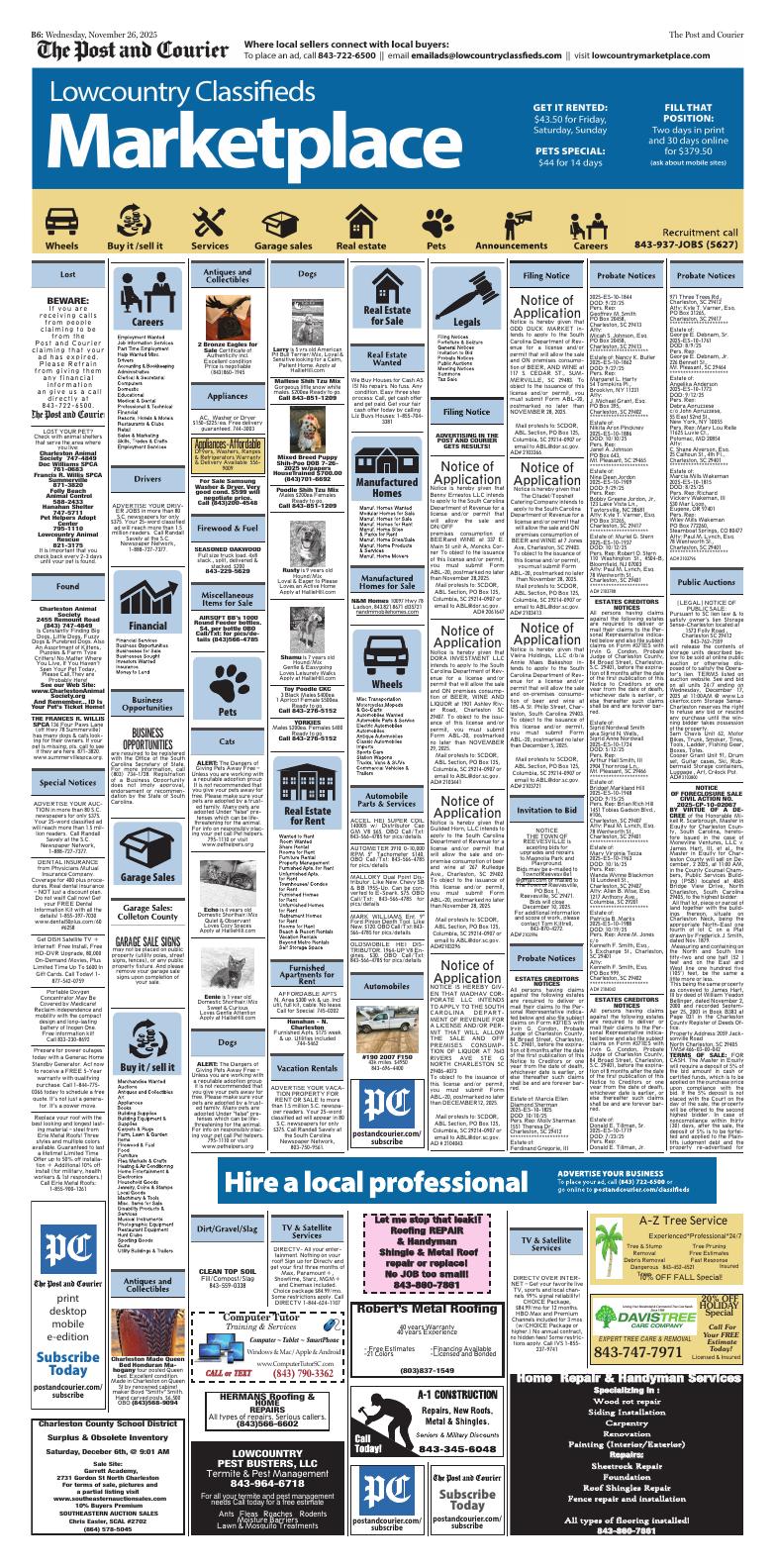 Page B6 | E‑Paper – The Post and Courier | Full Digital SC’s Top Newspaper